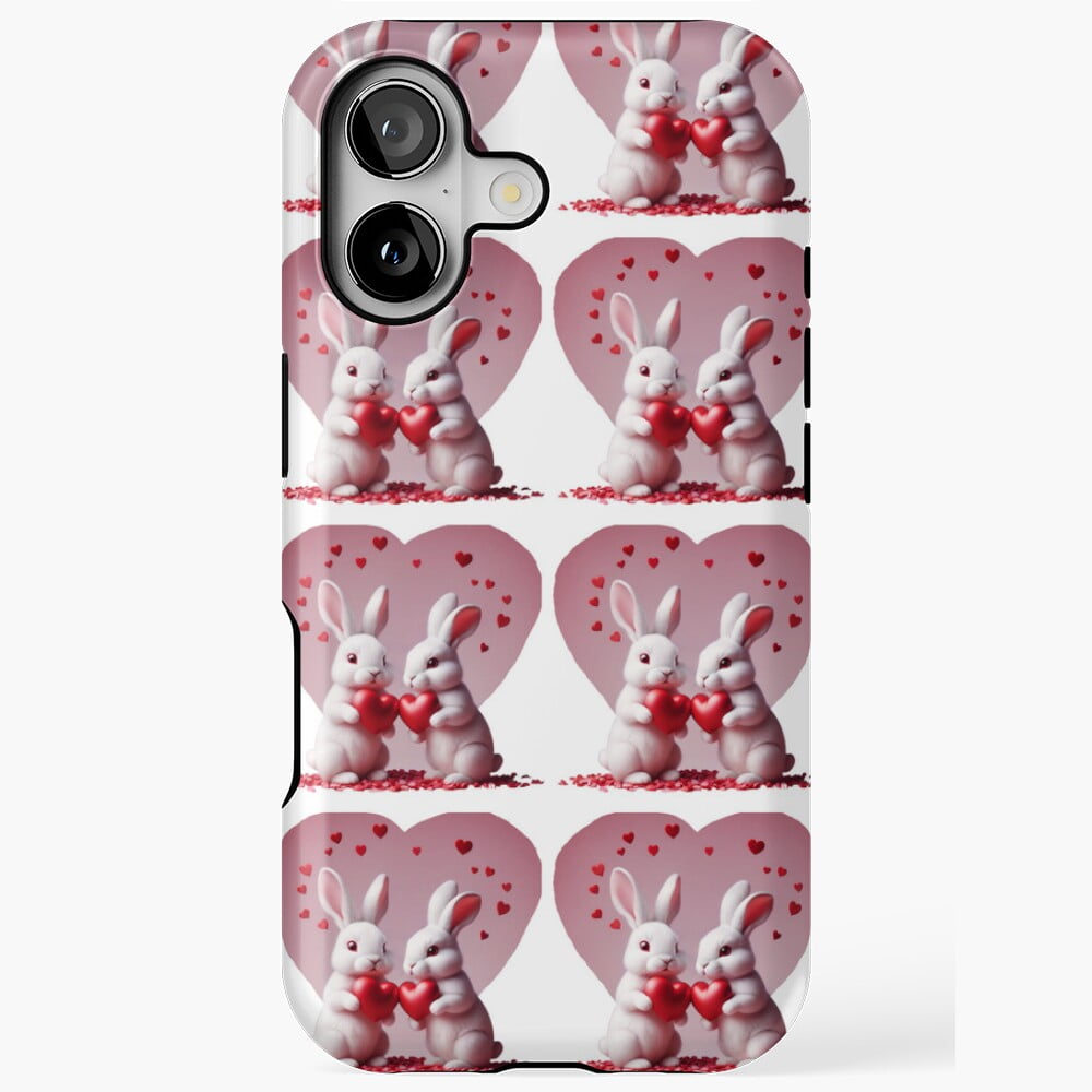 Couple Rabbits With Heart In Love iPhone Case 17 11 12 13 14 15 16 Pro ...