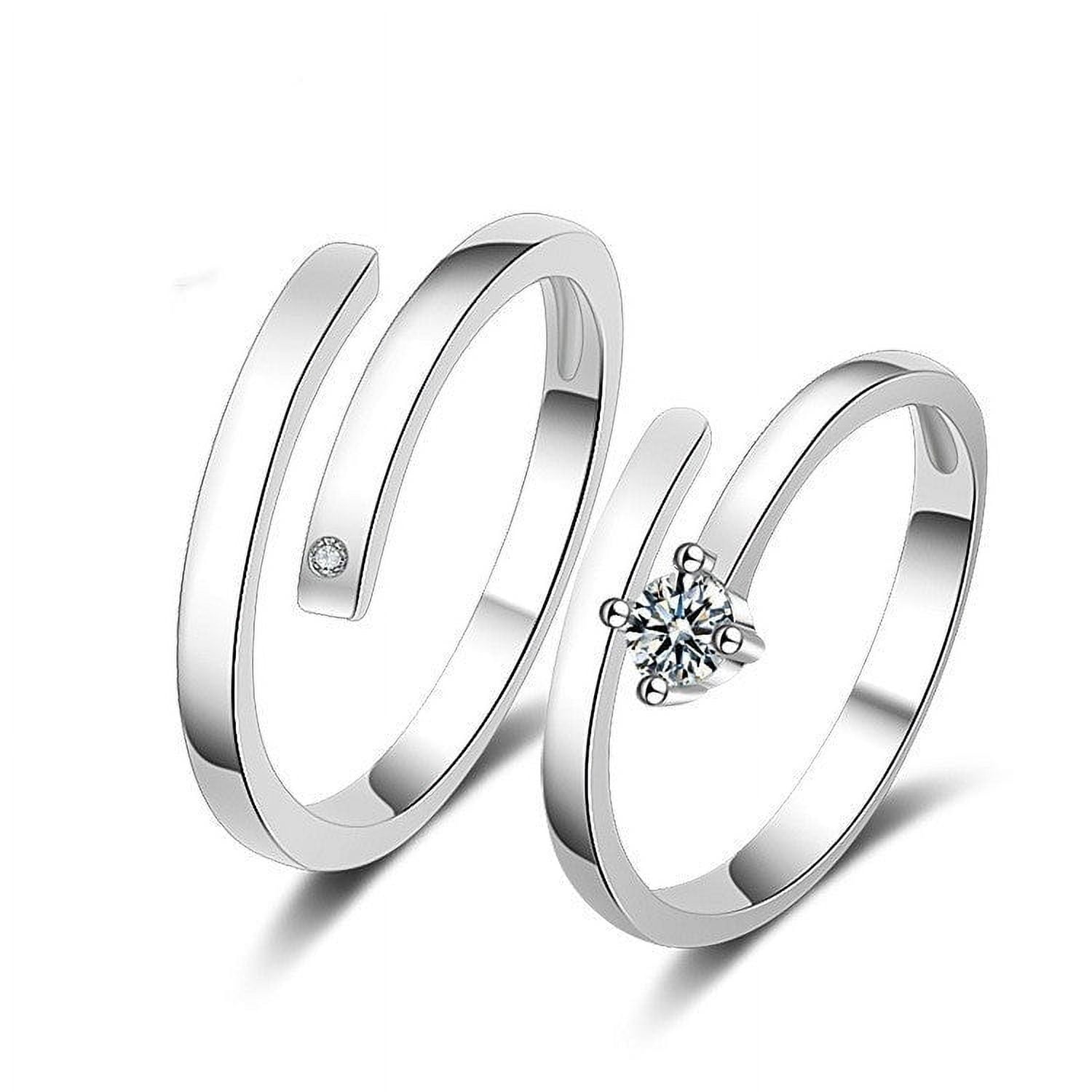 Couple Rings Korean Fashion Jewelry Gift White Copper Electroplated ...