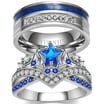 ringheart Blue Matching Rings His and Her Rings Couple Rings 1CT CZ ...