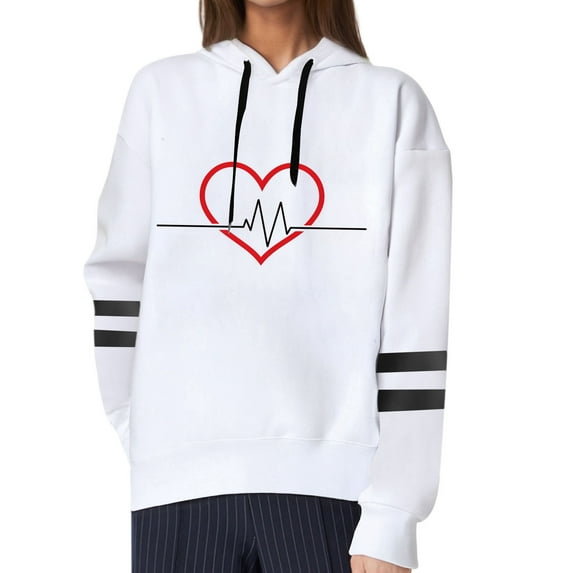 Couple Shirts Valentine'S Day Heart Print Crew Neck Long Sleeve Womens ...