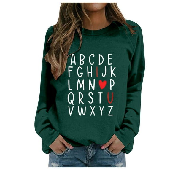 Couple Shirts Valentine'S Day Letter Print Round Neck School Outfits ...