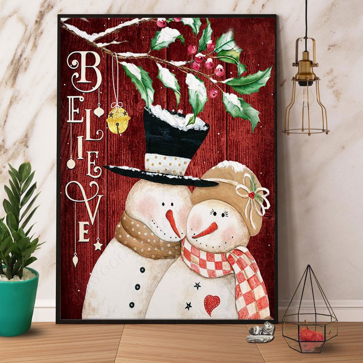 Couple Snow Man Believe Christmas Snowman Love Certical Paper Poster No ...