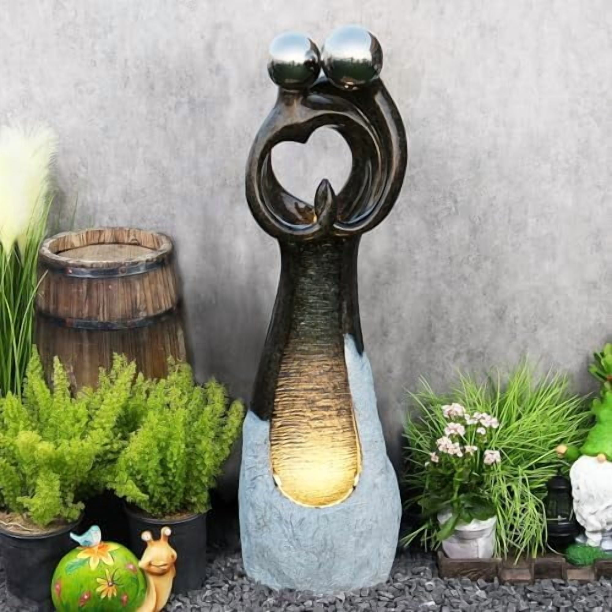 Couple Standing Fountains 45 Inch Graceful Hugging Water Fountain ...