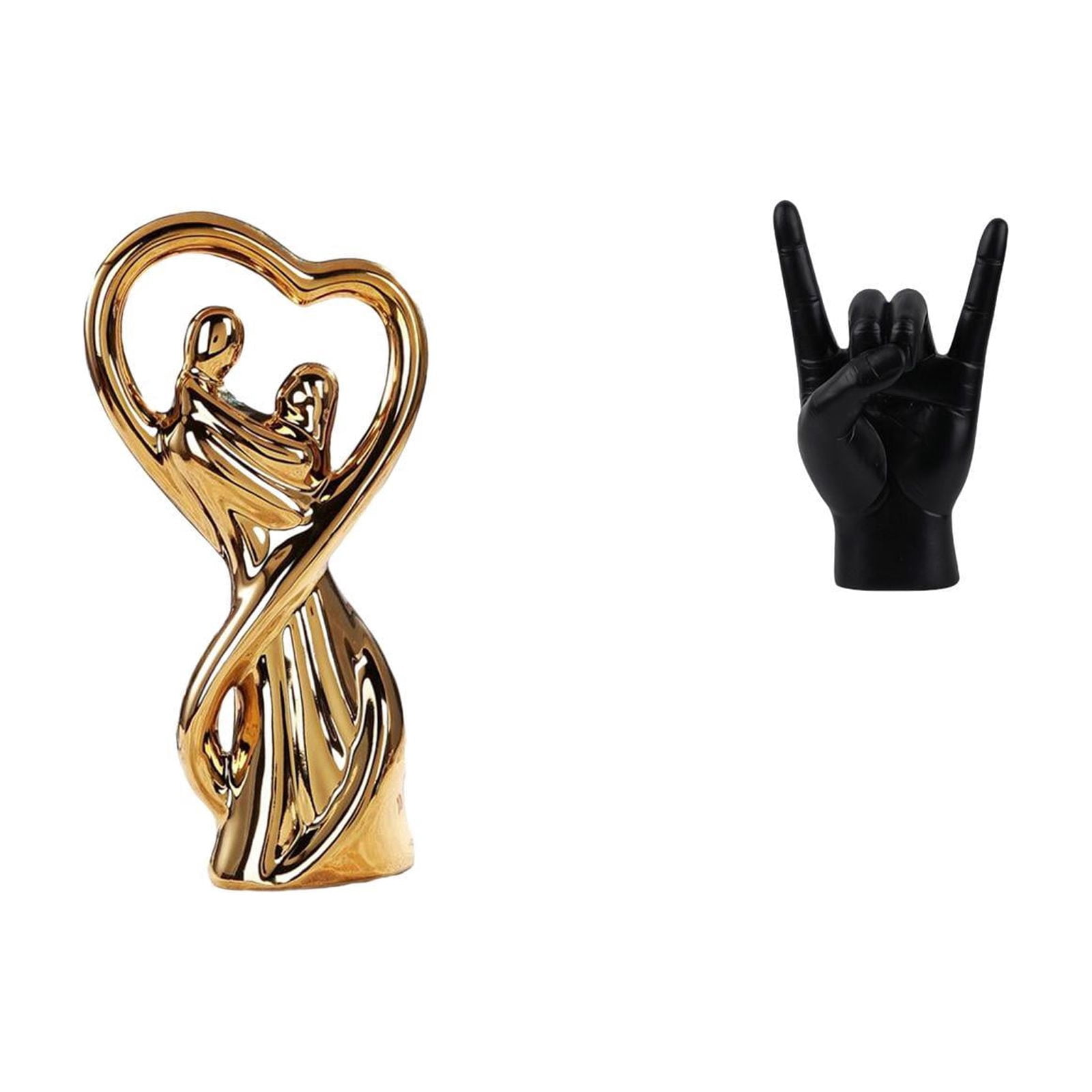 Couple Statue Figurine Rock Gesture Sculpture Resin Material for ...