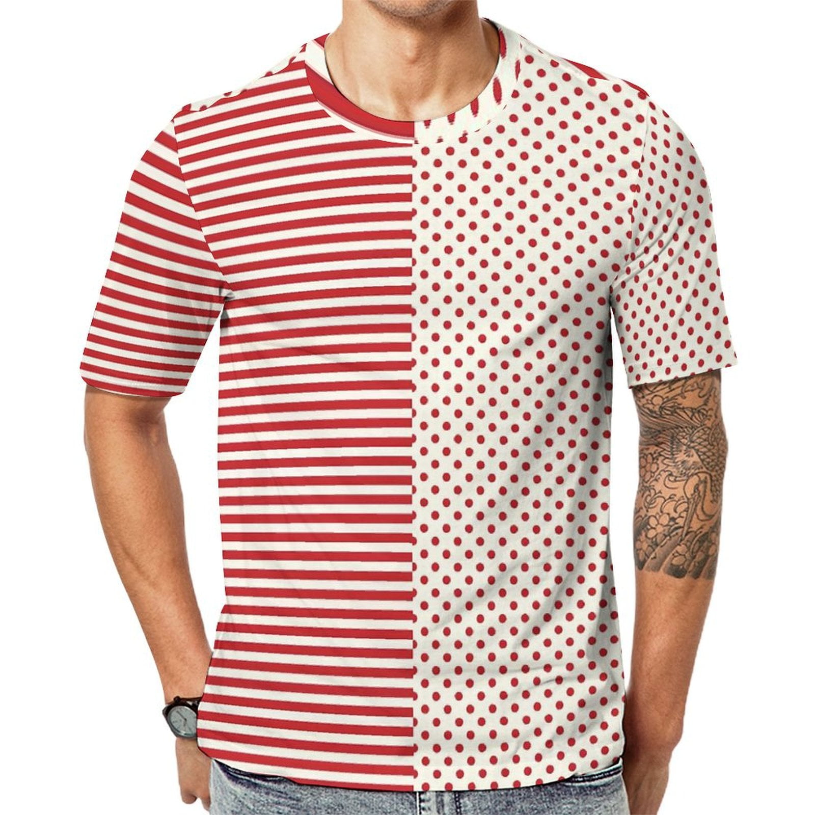 Couple Striped Polka Dot TShirt Black Stripes Cool TShirts Short Sleeve ...