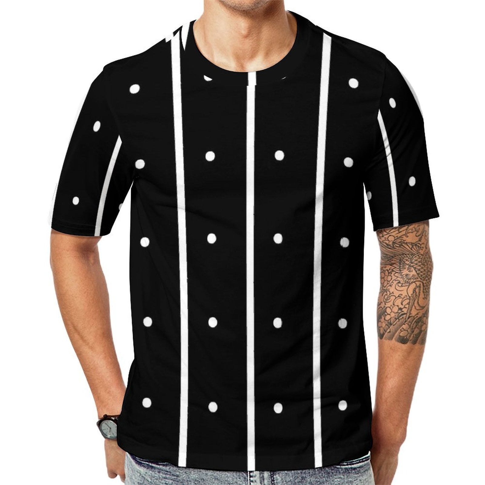 Couple Striped Polka Dot TShirt Black Stripes Cool TShirts Short Sleeve ...