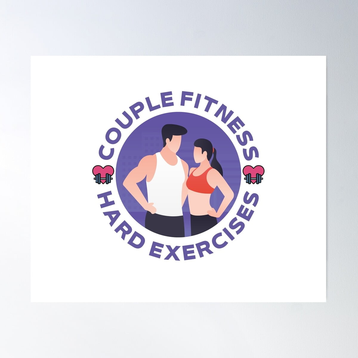 Couple Super Fitness Hard Exercises Poster Wall Art, Modern Wall Decor ...
