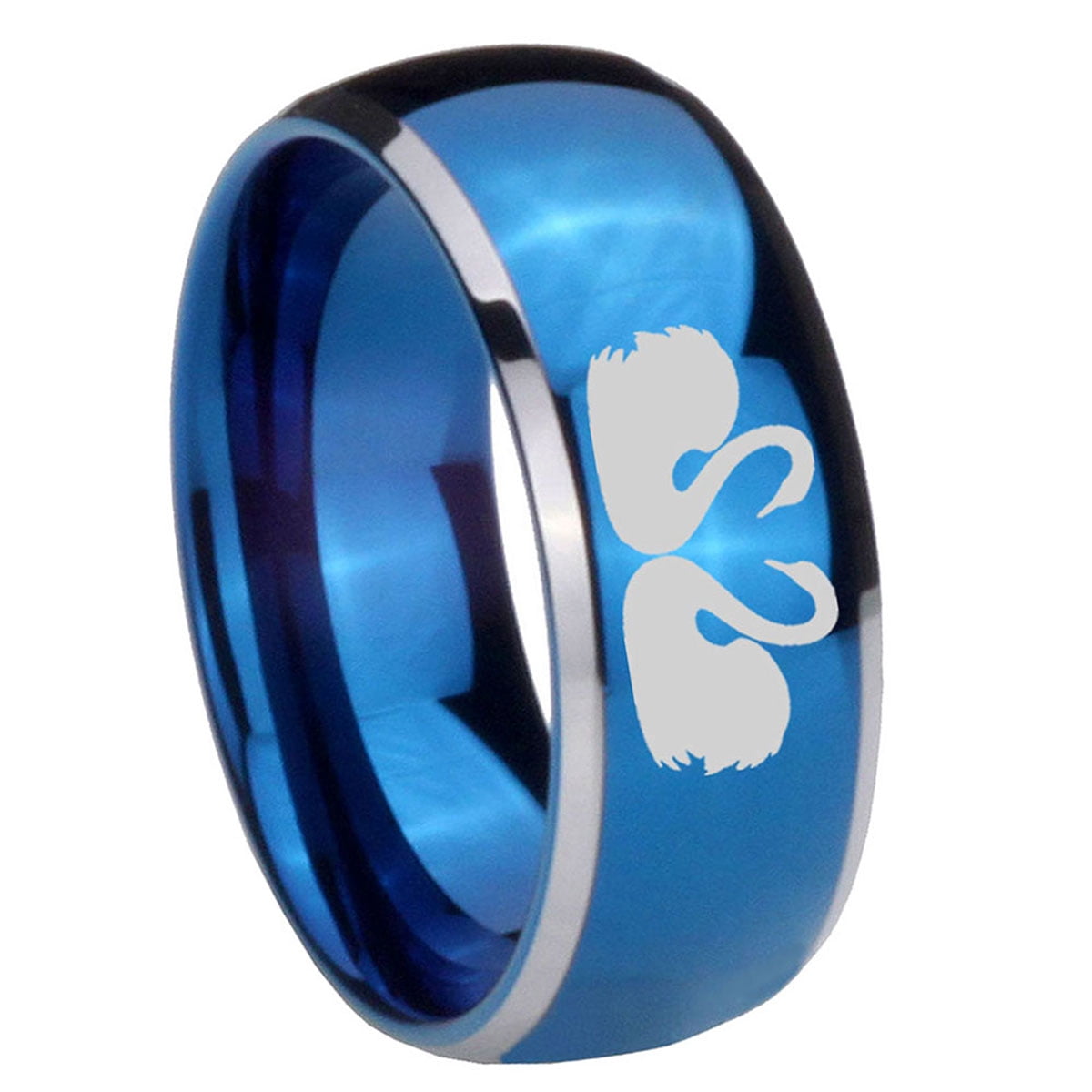 Couple Swan 8MM Polished Blue 2 Tone Dome Tungsten Men Ring - Walmart.com