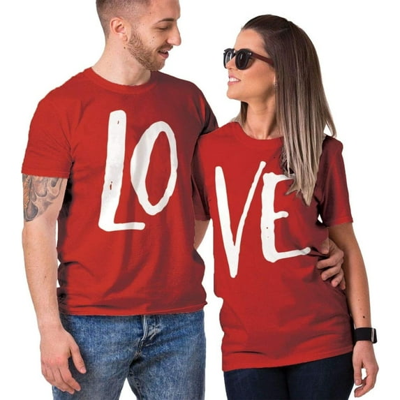 Couple T Shirt Couple Love Matching Outfits - LO VE - Valentine T-Shirt ...