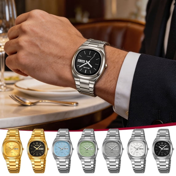 Couple Watches Set His Hers Matching Quartz Wristwatches Stainless ...
