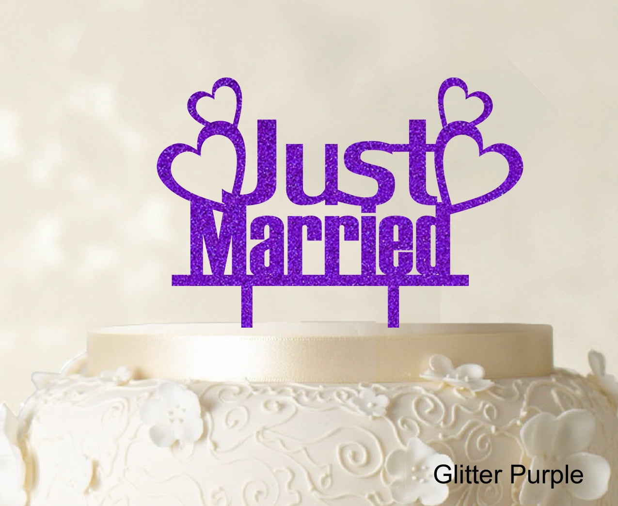 "Couple Wedding Cake Topper Personalized Glitter Purple Cake Topper ...