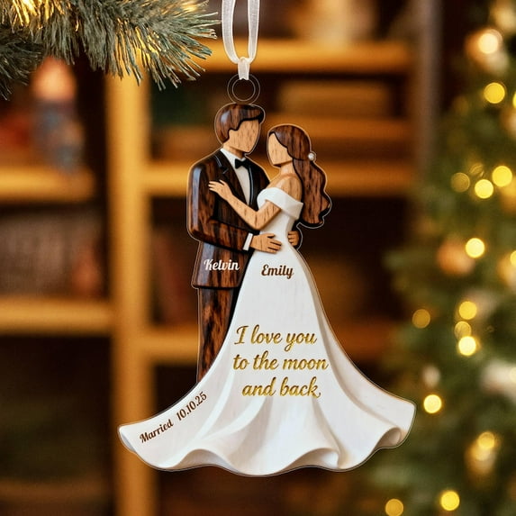 Couple Wedding Ornament – First Christmas Married Ornament, Mr & Mrs ...