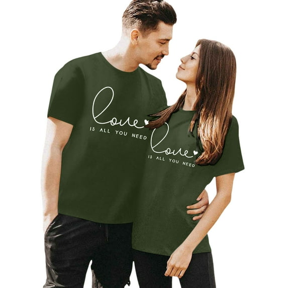 Couple Women Short Sleeve T Shirt Summer Casual Valentine's Day Beach ...
