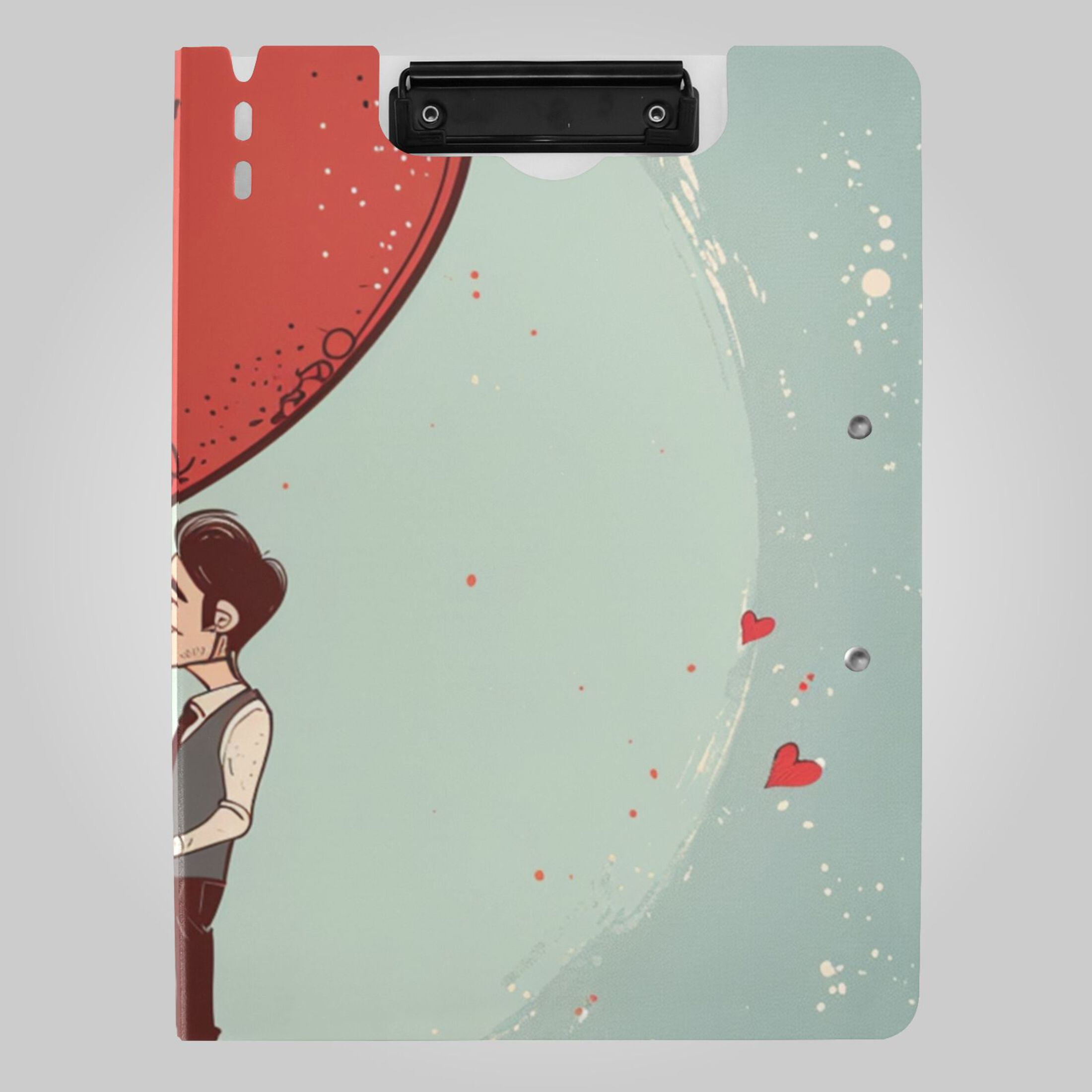Couple and Heart Ballon Valentine Foldable Binder Folder Clipboard with ...