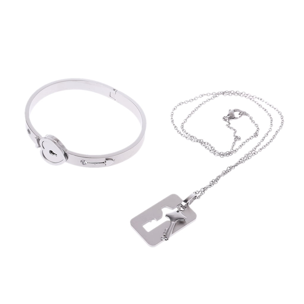 Couple for Titanium Steel Lock Bangle Bracelet & for Key Pendant ...