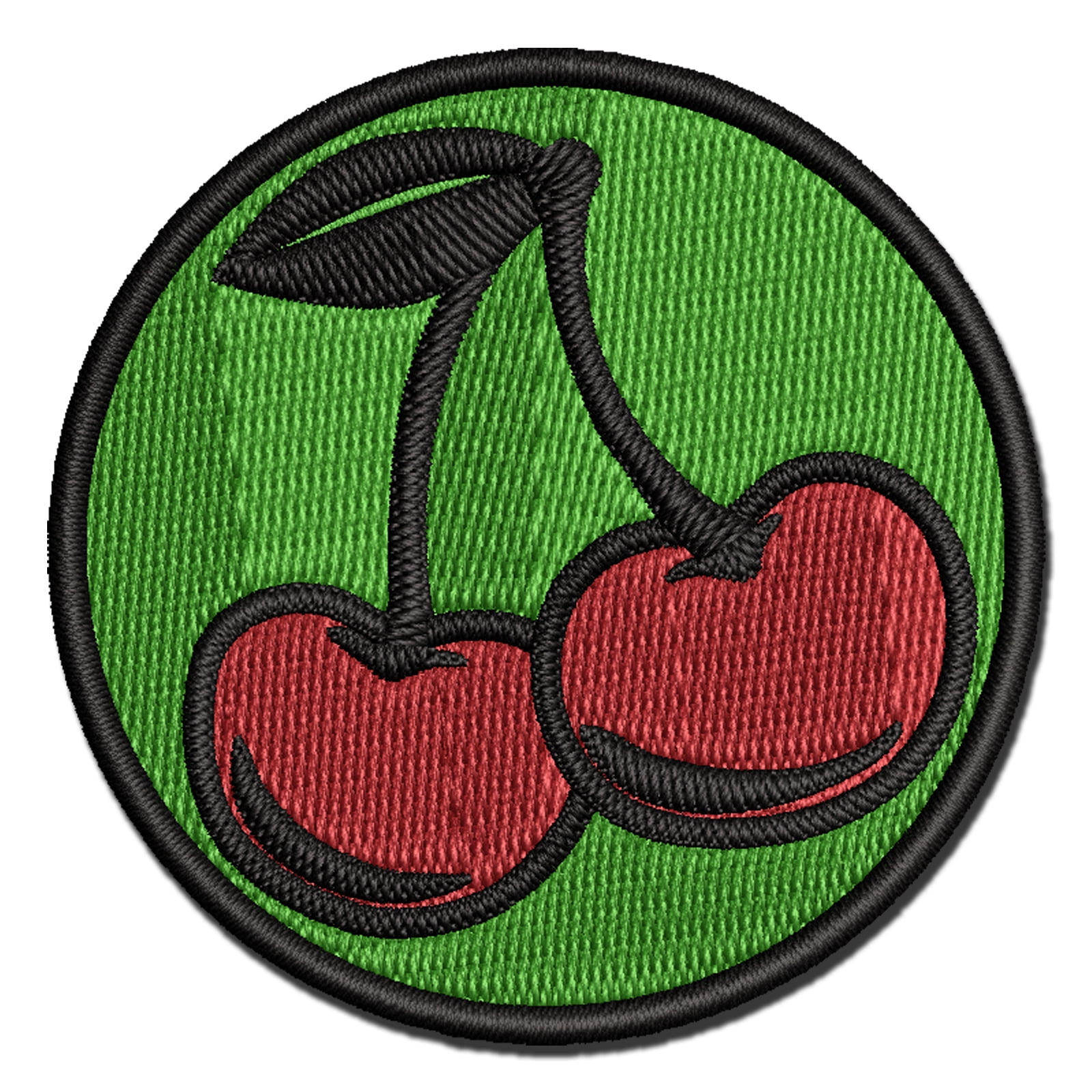 Couple of Shiny Cherry Fruits Cherries Applique Multi-Color Embroidered ...