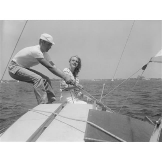 Couple on Yacht Sailing Together Poster Print - 18 x 24 in. - Walmart.com