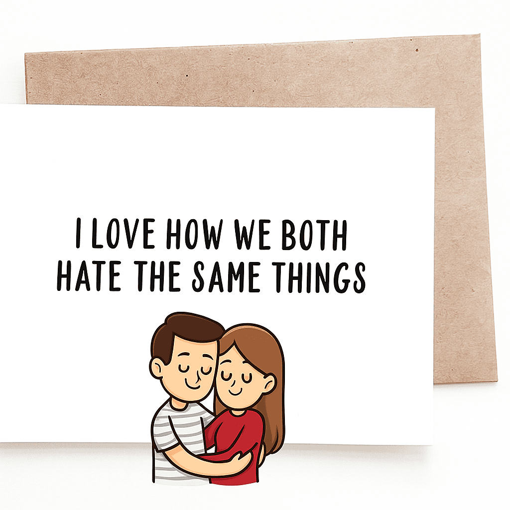 Couple's Love Card – "I Love How We Both Hate the Same Things ...
