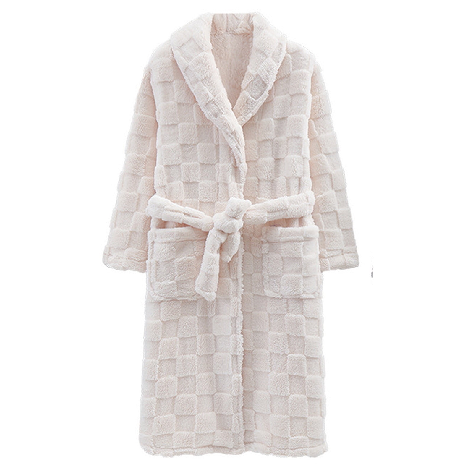 Couple's Plush Fleece Robe Fuzzy Hooded Bathrobe Thick Winter Nightgown ...