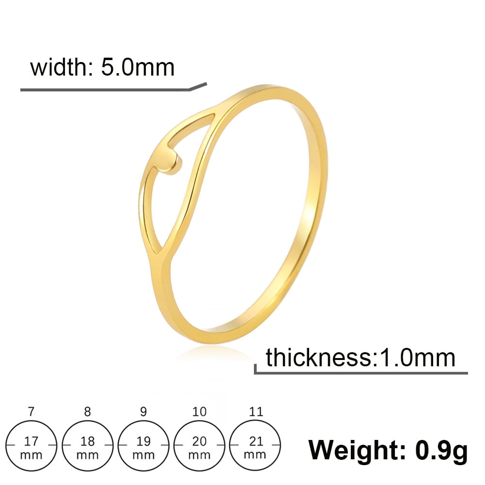 Couple's Ring Fashion Minimalist Cut Stainless Steel Eye Closure Ring ...