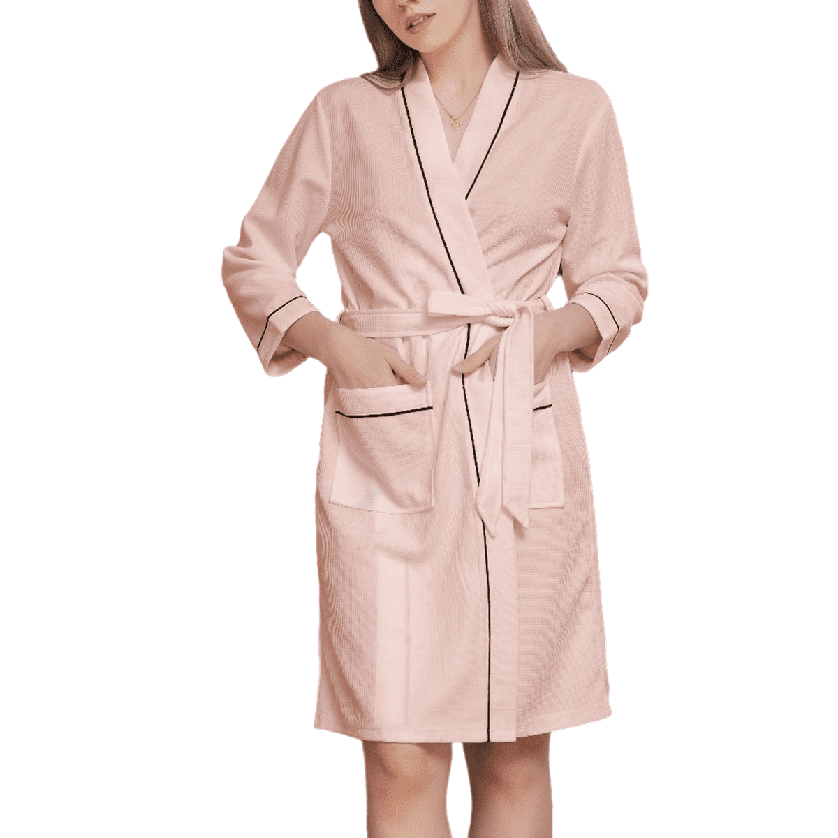 Couple's Waffle Knit Robes Lightweight Full-Length Spa Robes For Women Kimono Bathrobe Fast ...