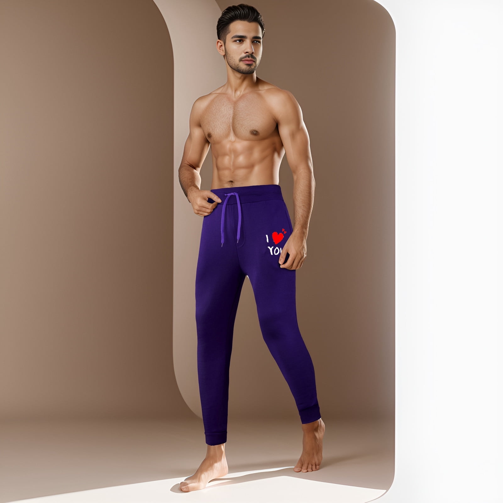 Couple's Winter And Spring Solid Color Sweatpants Lace Up Valentines ...