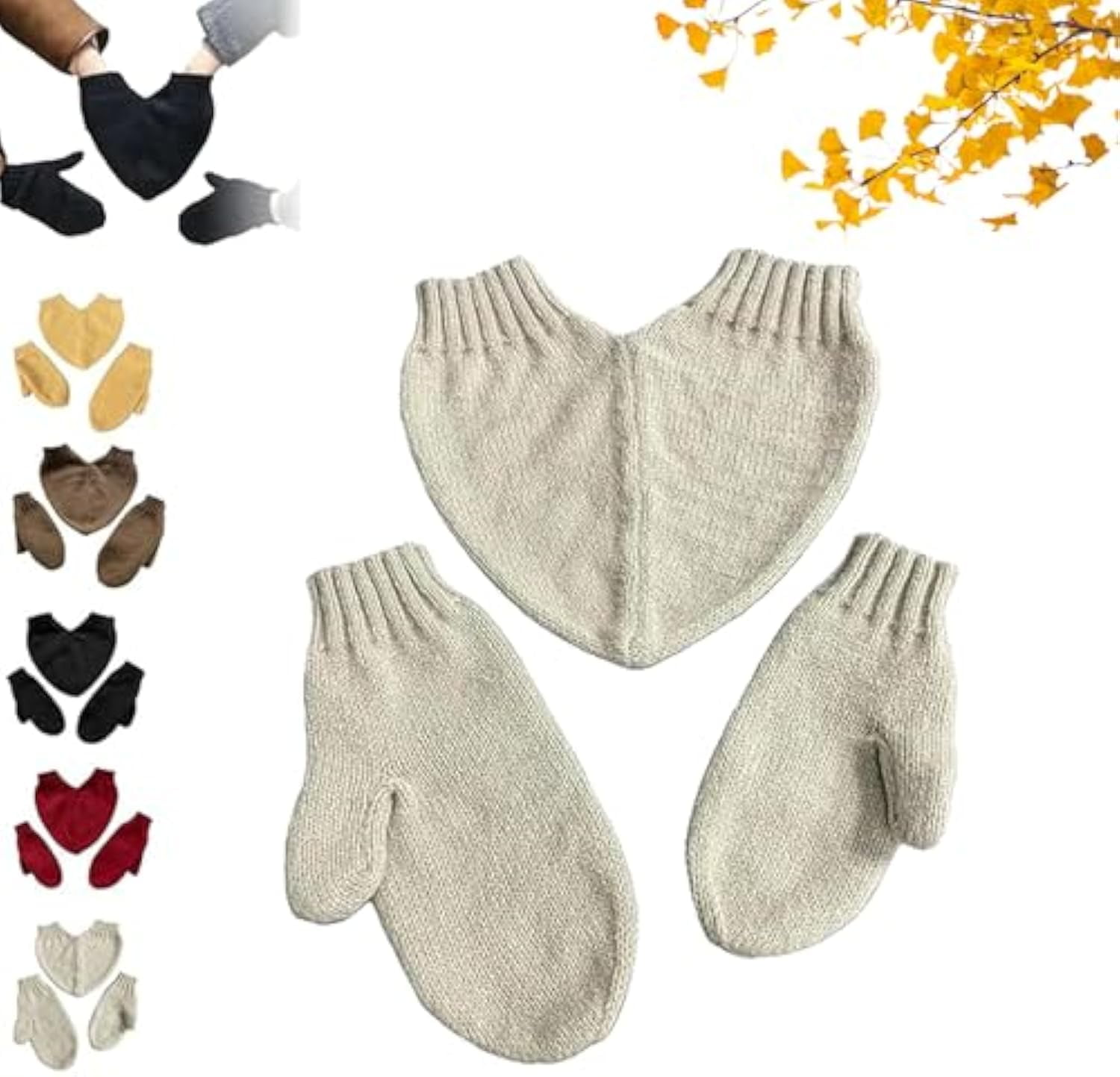 Couples Hand Holding Heart Mittens Set, Winter Warm Knitted Mittens ...
