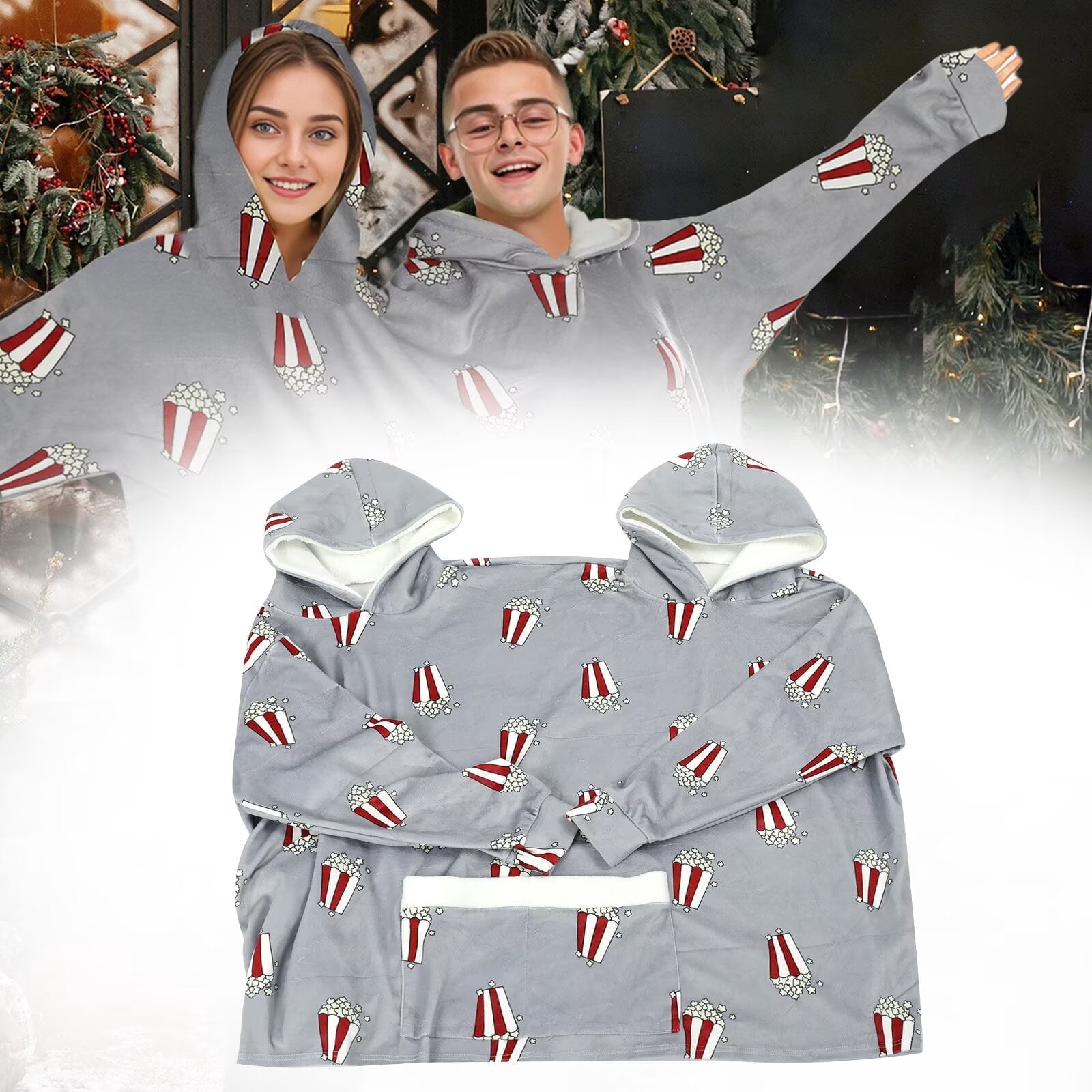 Couples Hoodies Pajamas Oversized Two Person Hoodie Couple Matching ...