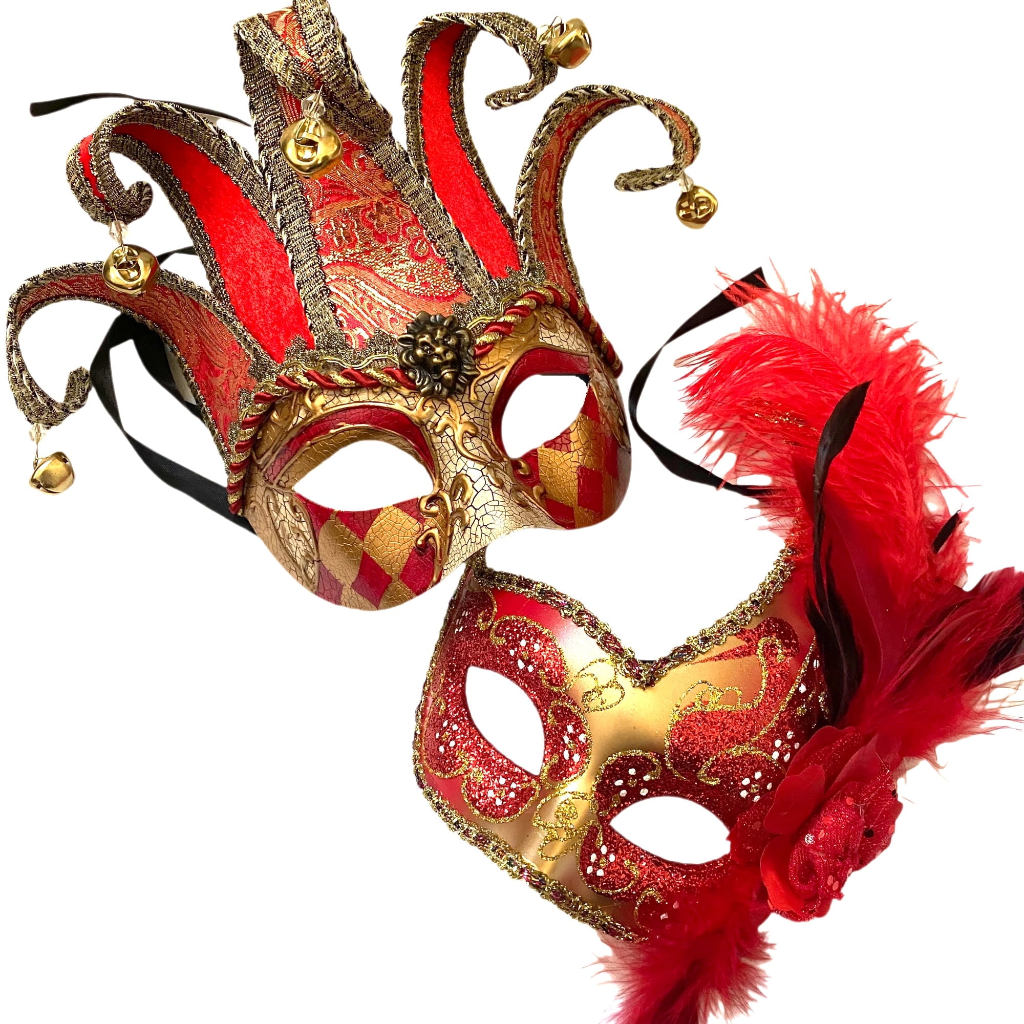 Couples Masquerade Jolly Jester Mask Halloween Cosplay Mardi Gras Prom ...