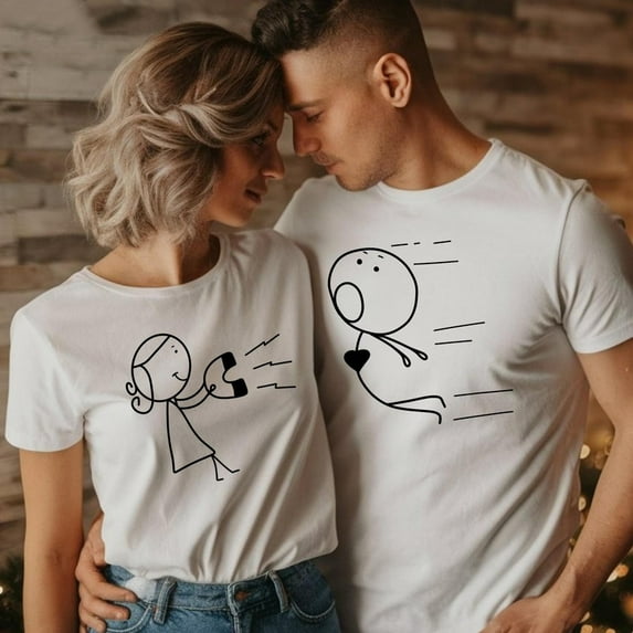 Couples Matching T-Shirts | Funny Valentine’s Day Magnet Heart Shirts ...