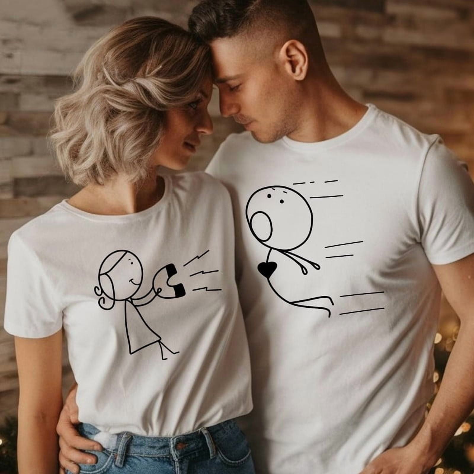 Couples Matching T-Shirts | Funny Valentine’s Day Magnet Heart Shirts ...