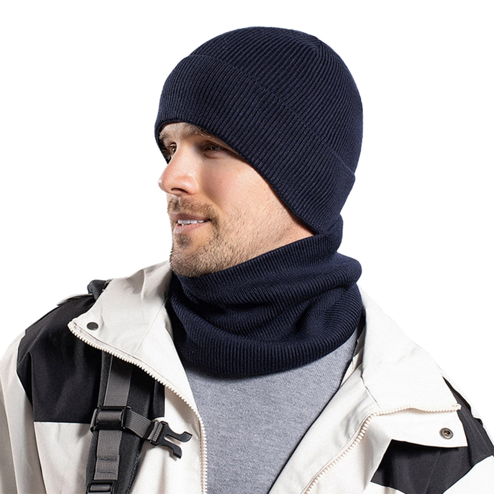 Couples Plush Knit Beanie Set - Cotton Lined Hat And Neck Warmer Combo ...