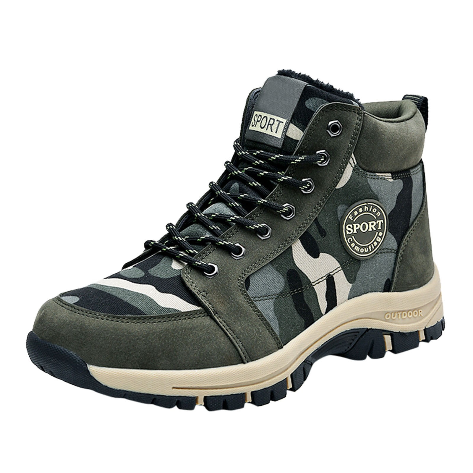 Couples Snow Boots Winter Camo Green Lace Up Snow Boots Plus Cotton ...