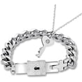 Couples Steel Key Pendant Necklace & Lock Bangle Bracelet Set - Perfect ...