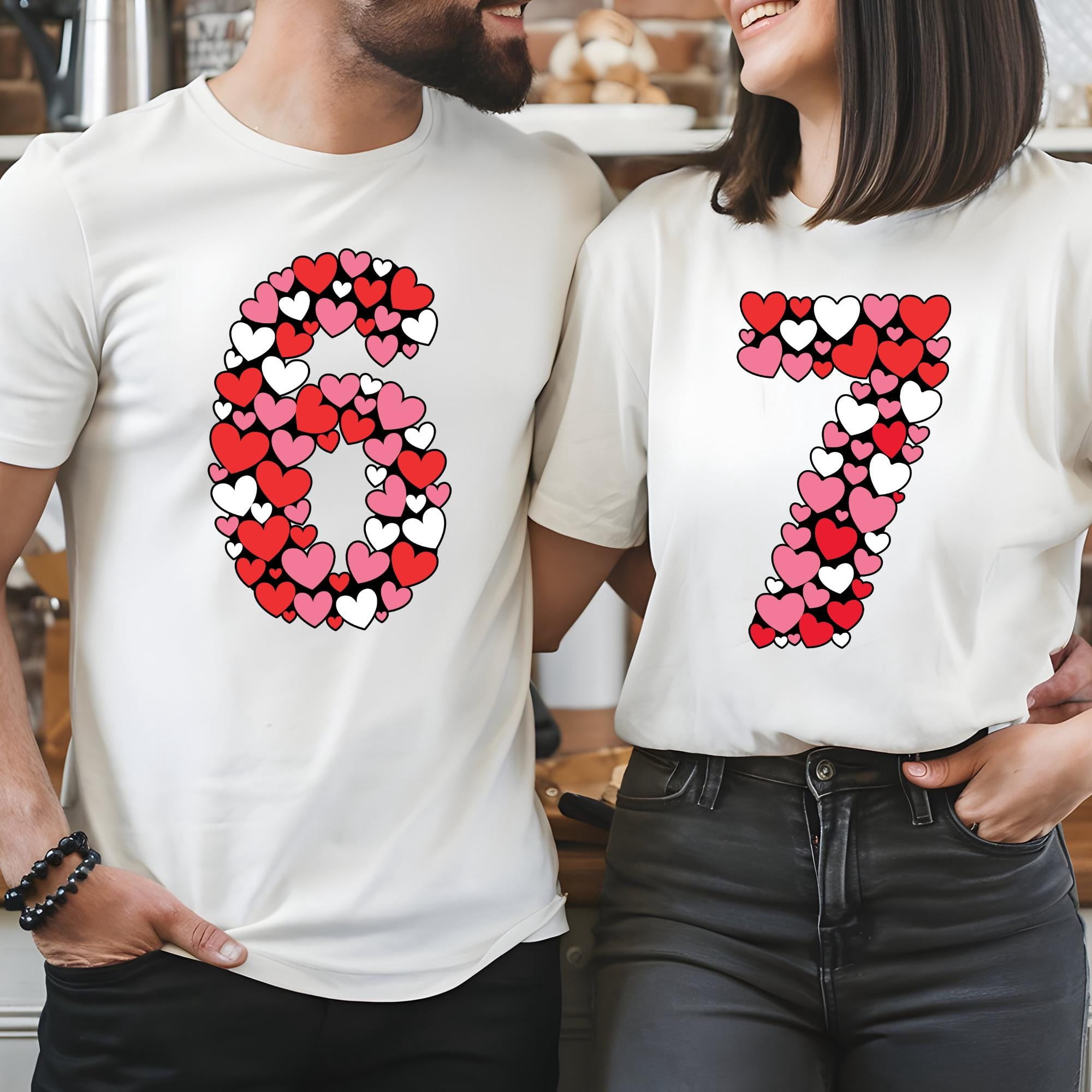 Couples Valentines Day 6 7 TShirt Cute Heart Six Seven Meme Shirt Funny ...
