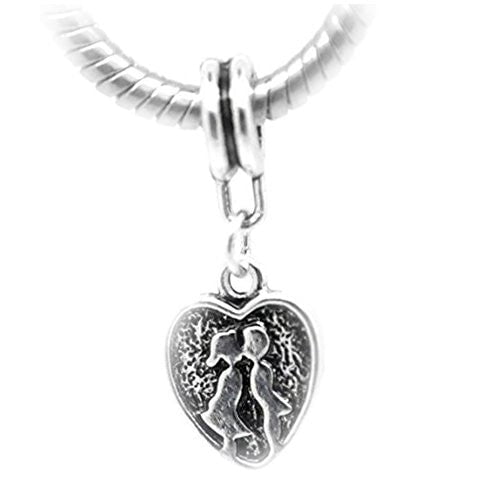 Couples kissing inside a heart Charm Beads For Snake Chain Bracelets ...