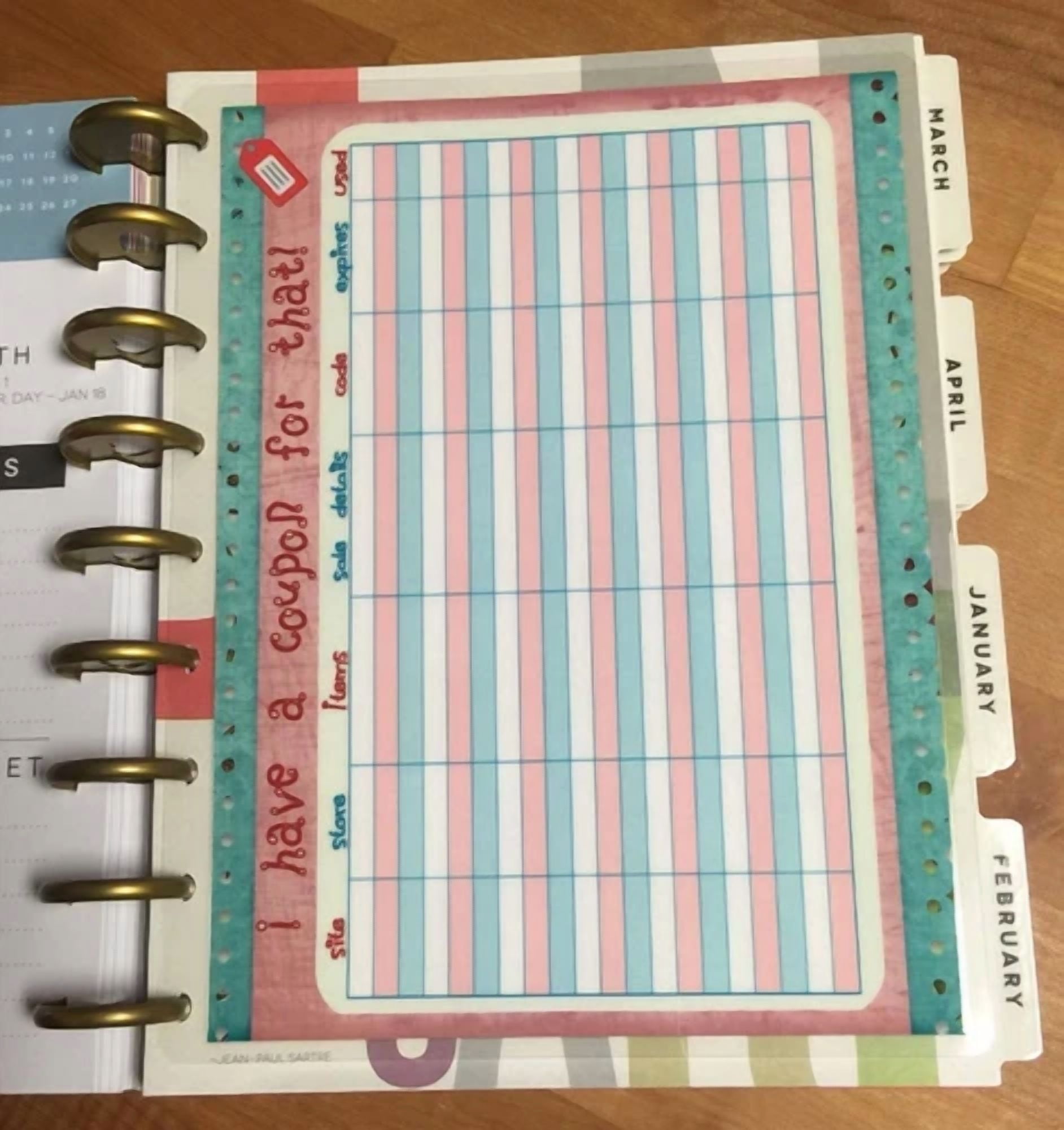 Coupon/Wish List Two-Sided Dashboard For Use With Happy Planner ...