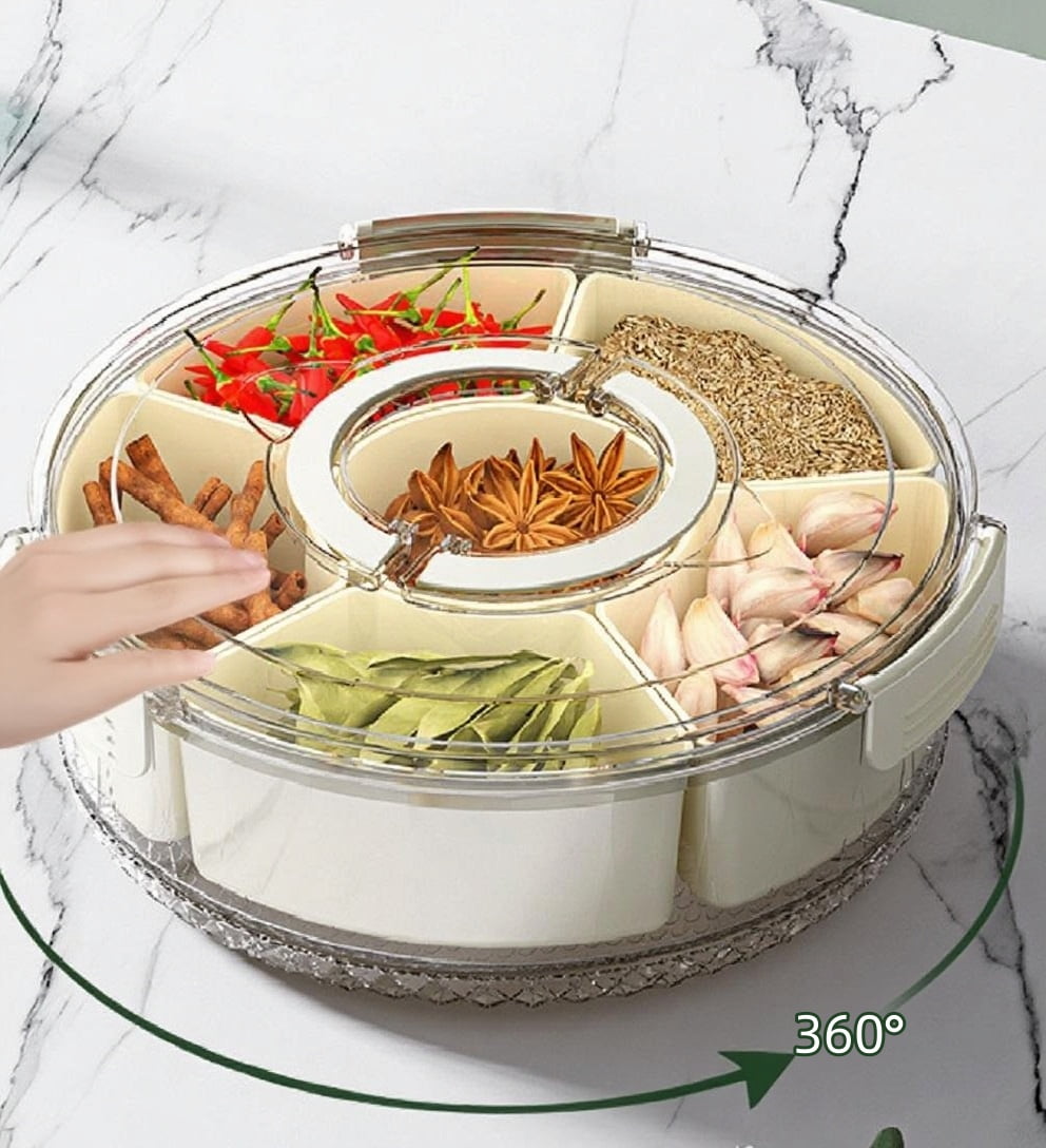 Couradric Divided Serving Tray with Lid and Handle,6 Compartment ...