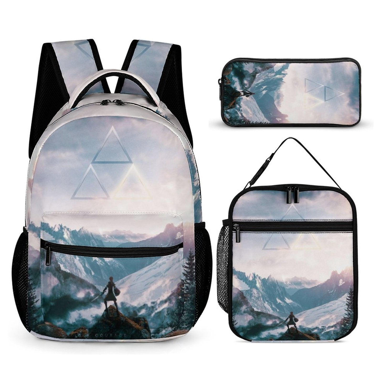 Courage 3 Piece Backpack Set Anime Casual Daypack with Lunch Bag ...