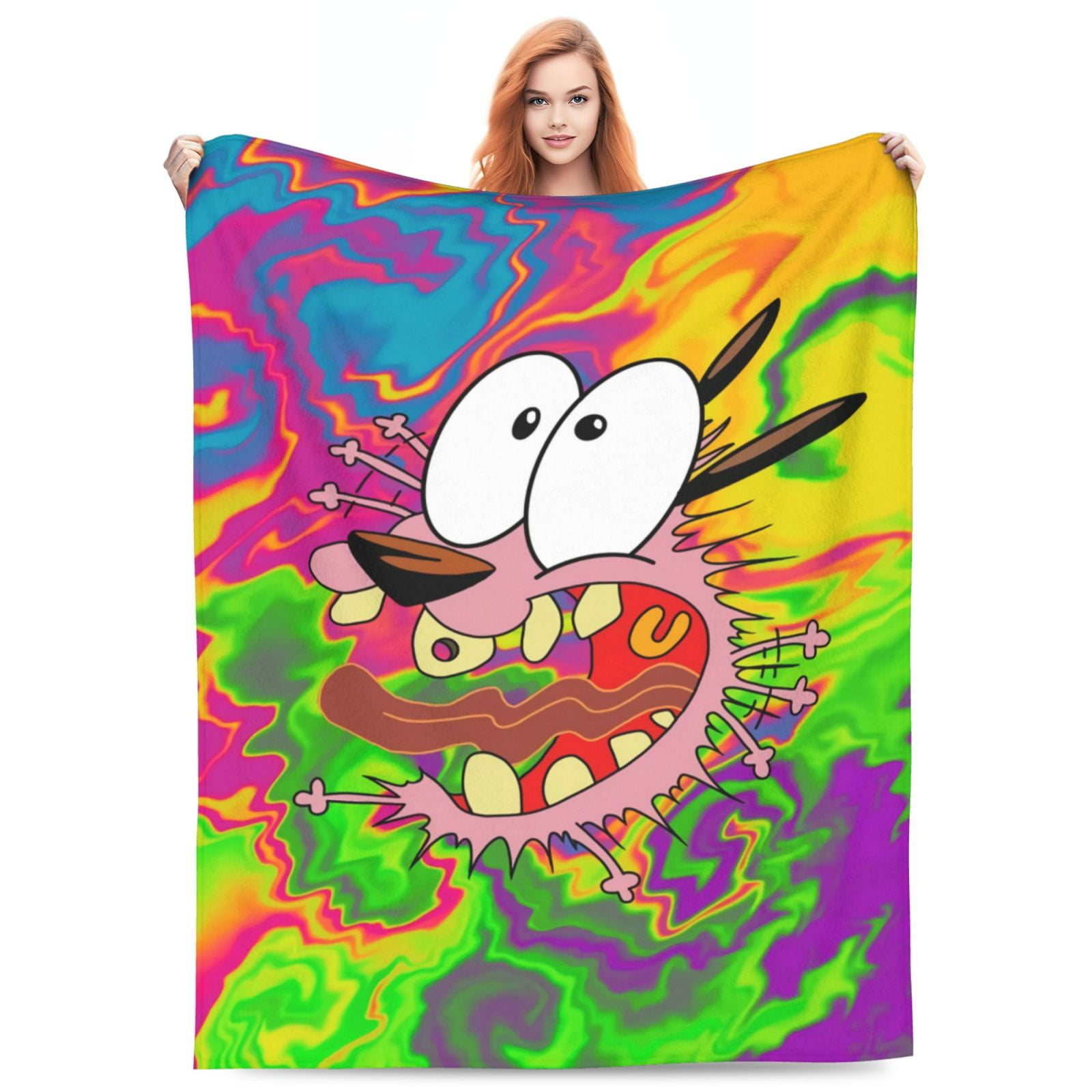 Courage The Cowardly Dog Cartoon Flannel Blanket, Soft and Cozy Plush ...