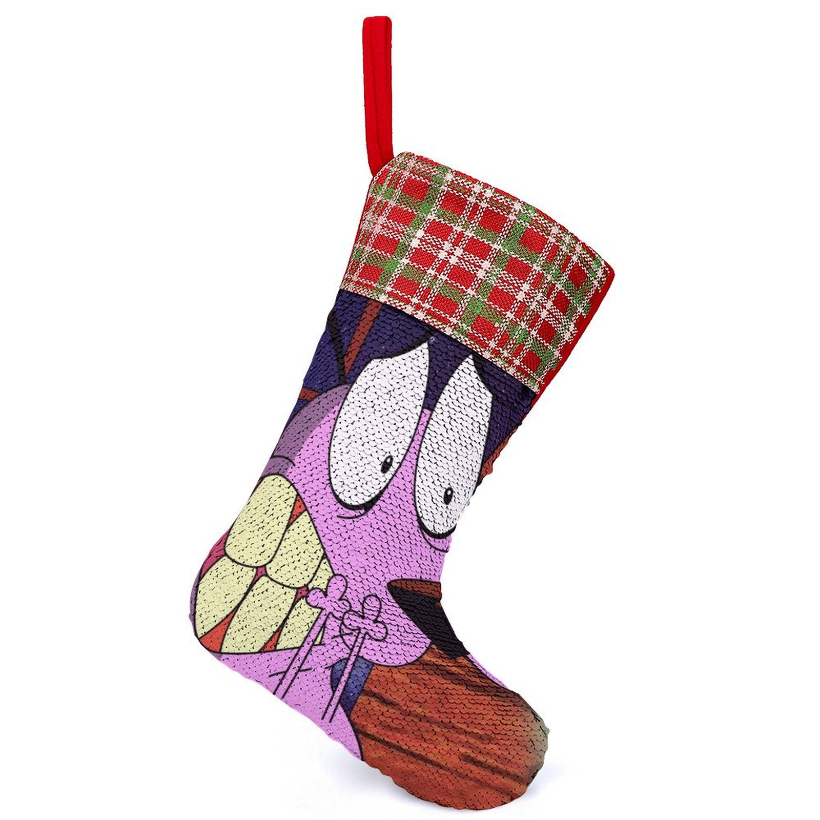 Courage The Cowardly Dog Christmas Stocking, Sequin Xmas Stocking ...