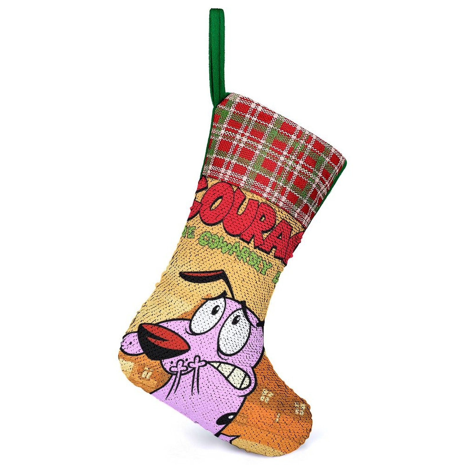 Courage The Cowardly Dog Christmas Stocking, Sequin Xmas Stocking ...
