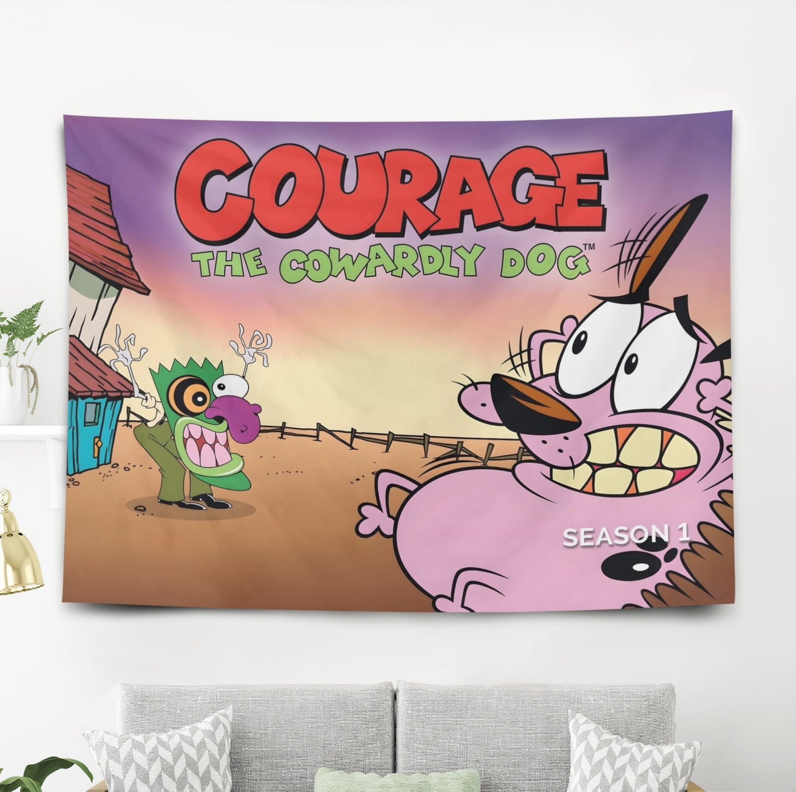 Courage the Cowardly Dog-Theme Anti-pilling Tapestry Gift Wall Hanging ...