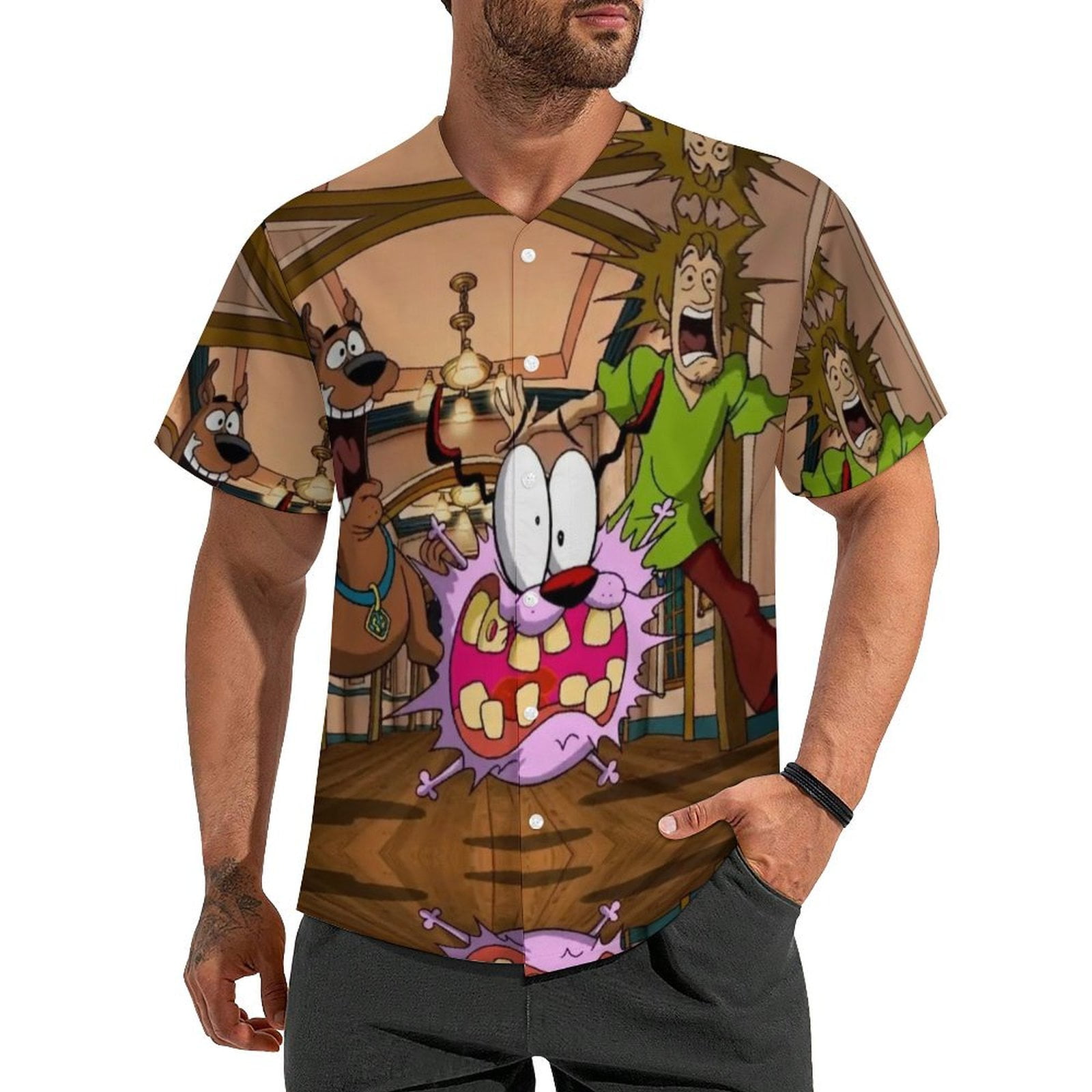 Courage Dog Baseball Jersey Button Down Personalized T-shirt Sports ...