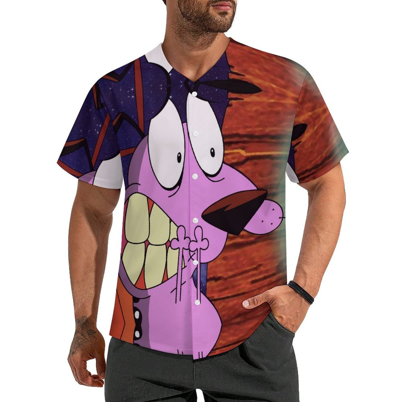 Courage Dog Baseball Jersey Button Down Personalized T-shirt Sports ...