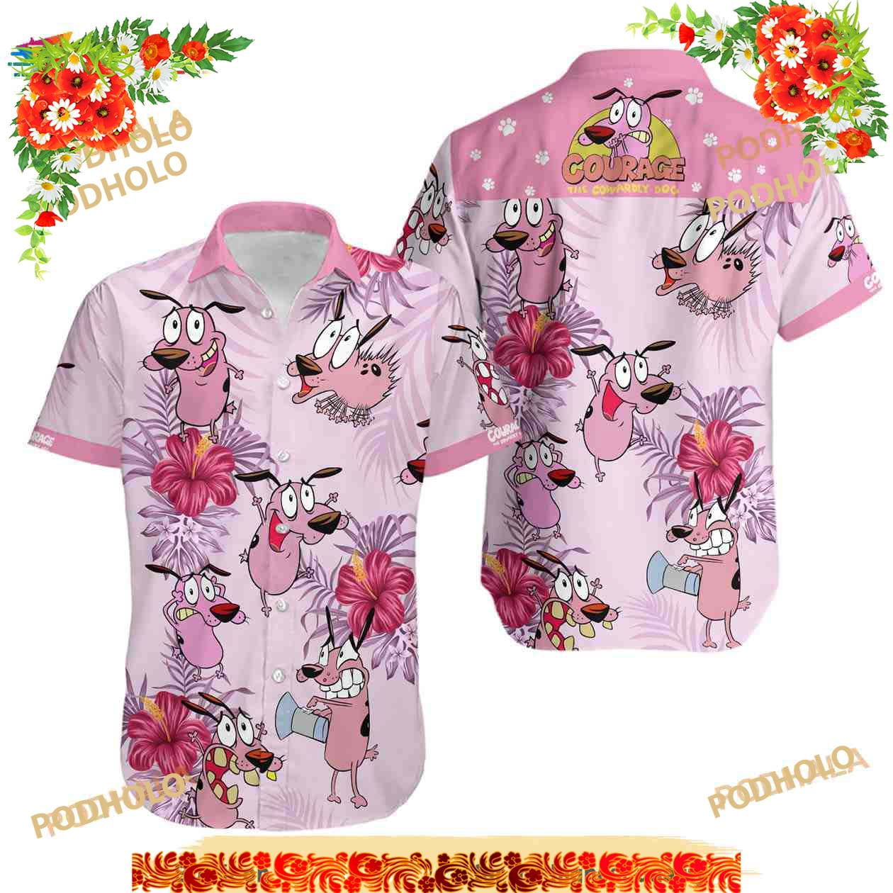 Courage Dog Funny Hawaiian Shirt, Summer Funny Hawaiian Shirt, Courage ...