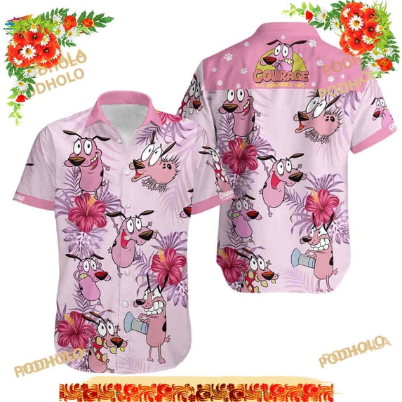 Courage Dog Funny Hawaiian Shirt, Summer Funny Hawaiian Shirt, Courage ...