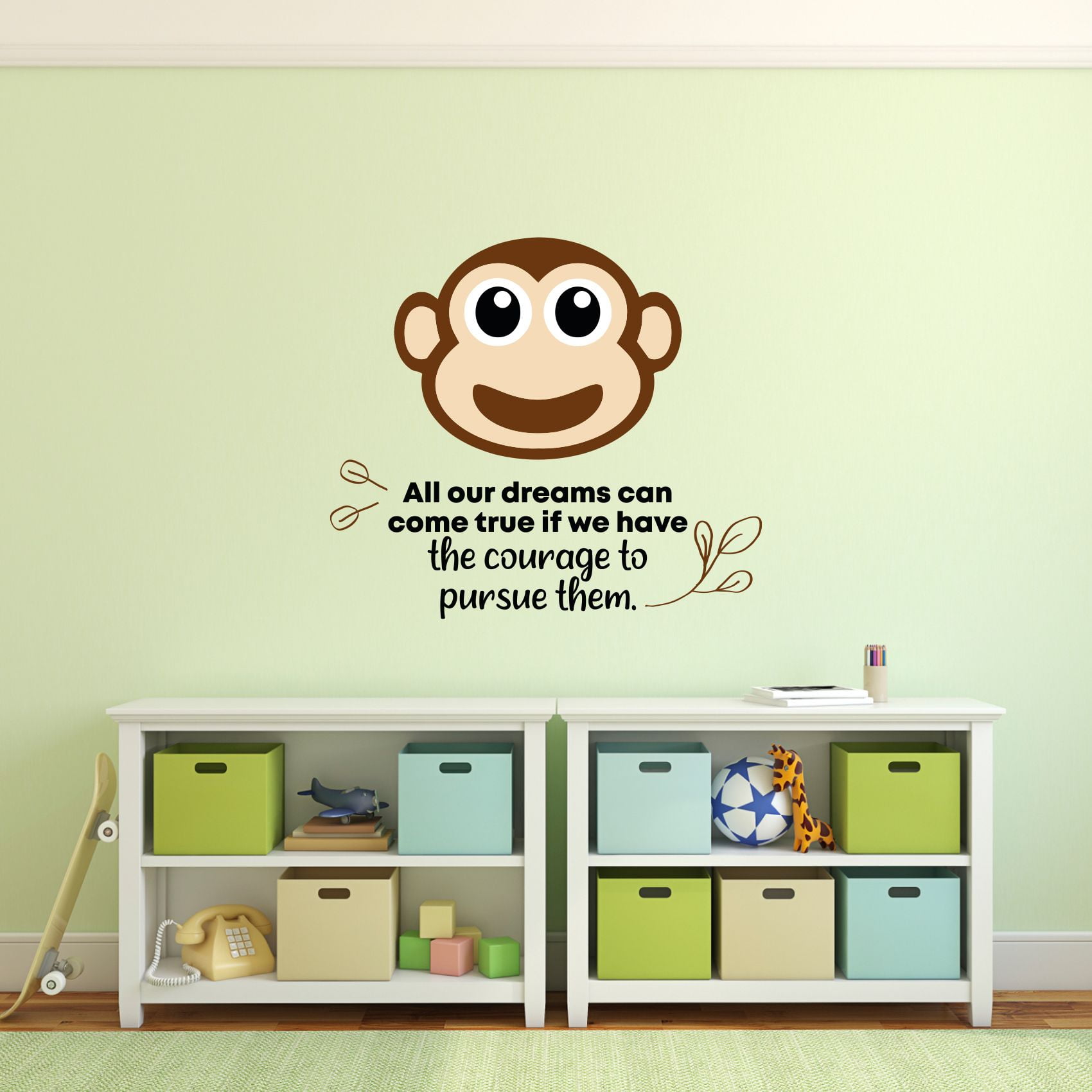 Courage Monkey Animal Life Quote Cartoon Quotes Decors Wall Sticker Art ...