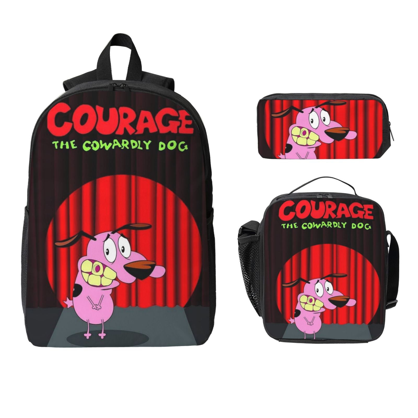 Courage The Cowardly Dog 17" Backpack + Insulated Lunch Tote + Pencil ...