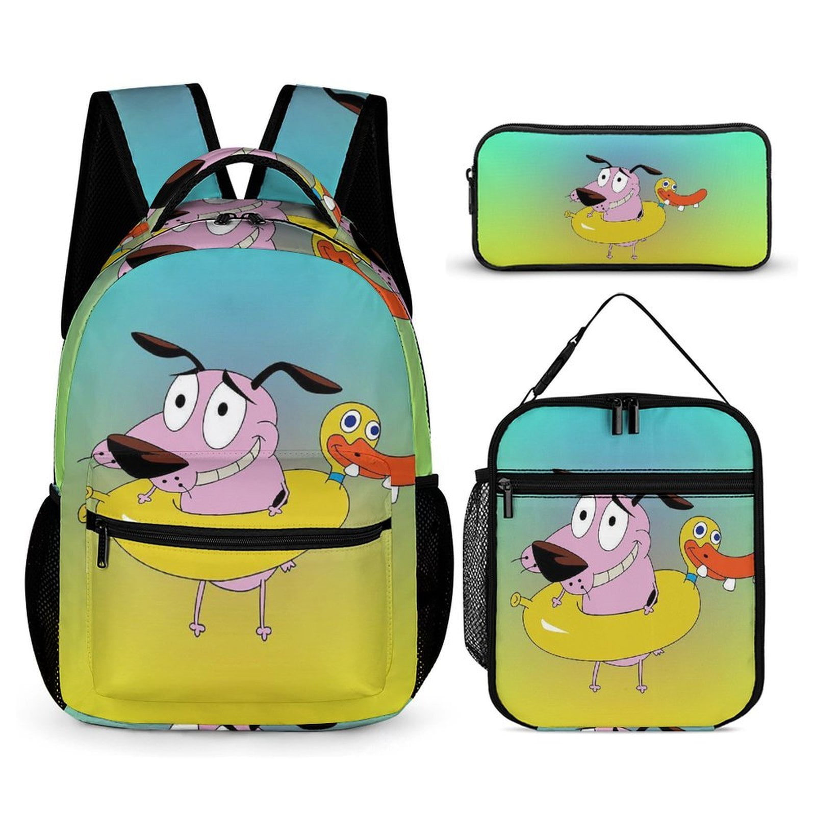 Courage The Cowardly Dog 3Pcs Backpacks Sets Book Bag with Lunch Bag ...